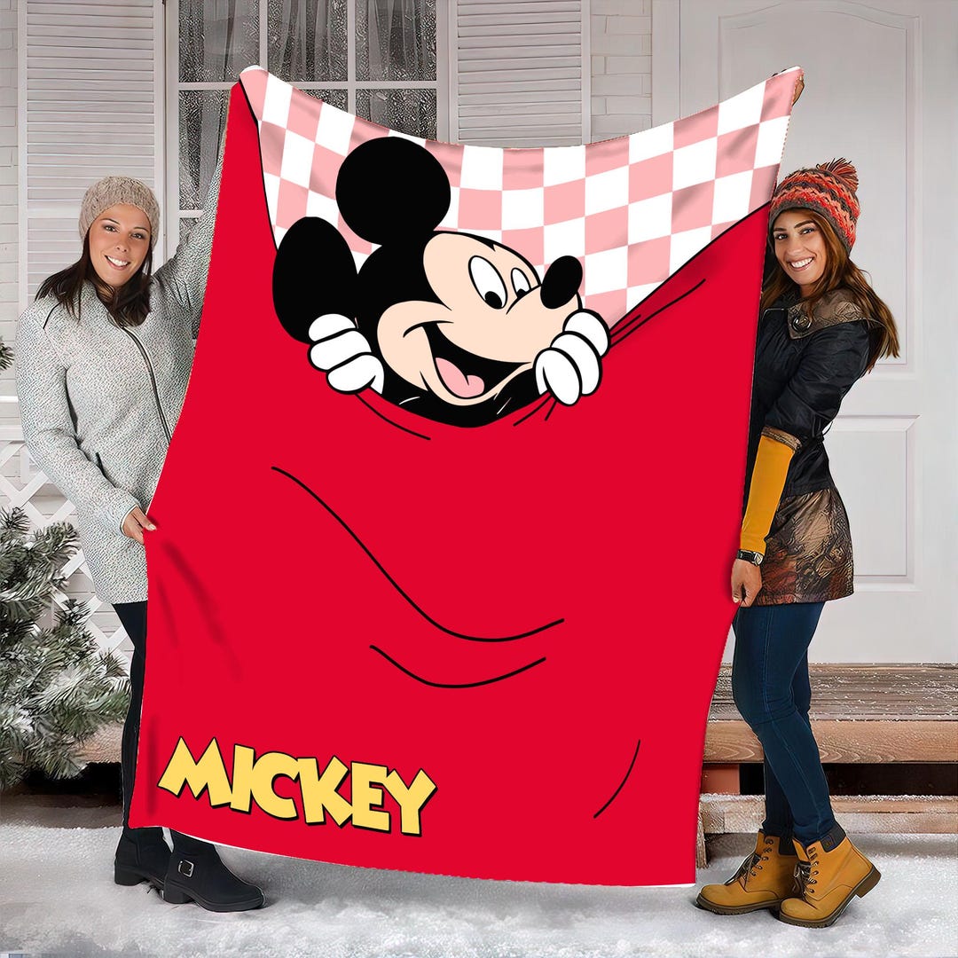 Disney Checkered Mickey Mouse Hiding Fleece Blanket, Funny Mickey Mouse ...