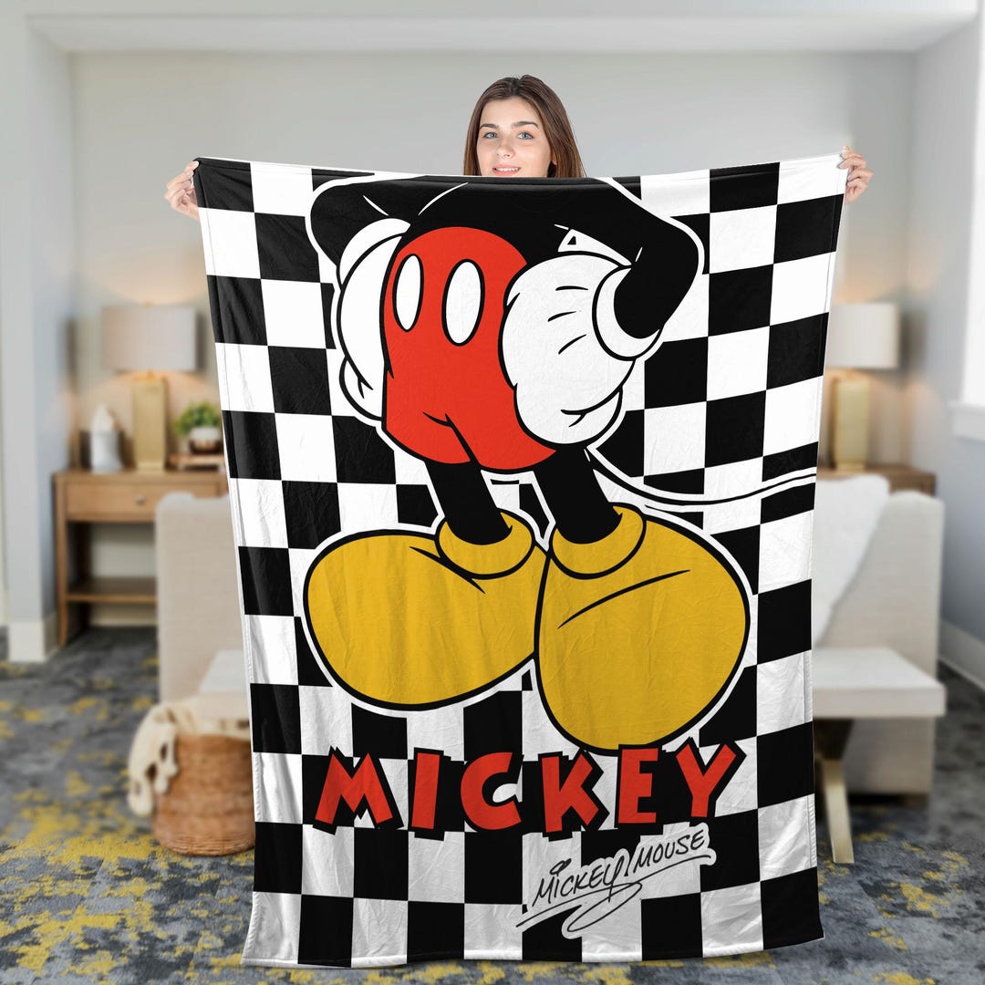 Disney Checkered Characters Mickey Mouse Fleece Blanket, Mickey Mouse ...