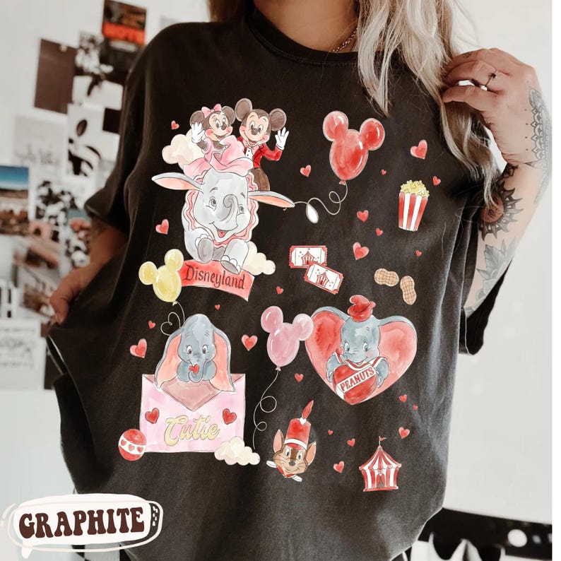 Disney Watercolor Dumbo Mickey Minnie Cutie Valentine Shirt, Sweet Gram ...