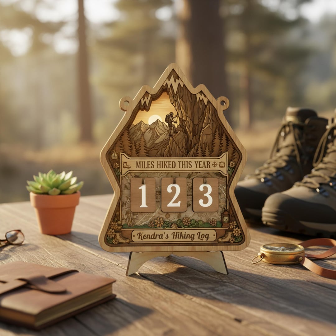 Custom Name Hiking Log Tracker Sign, Miles Hiked This Year Counter ...
