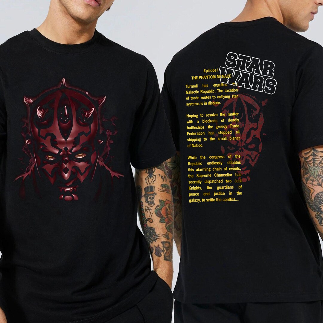 Two Sided Disney Star Wars Darth Maul T-shirt, Phantom Menace Crawl ...