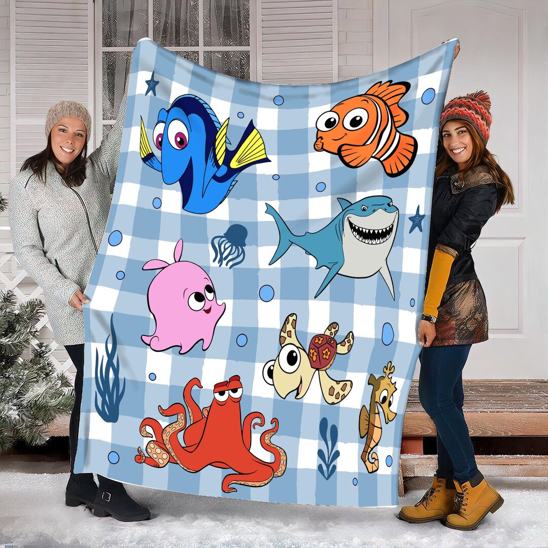 Disney Finding Nemo Pattern Plaid Fleece Blanket, Nemo Dory Squirt ...