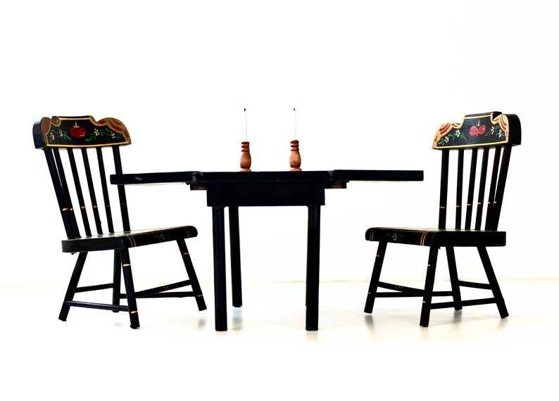 Vintage Pennsylvania Dutch Drop Leaf Dollhouse Table Set - Etsy