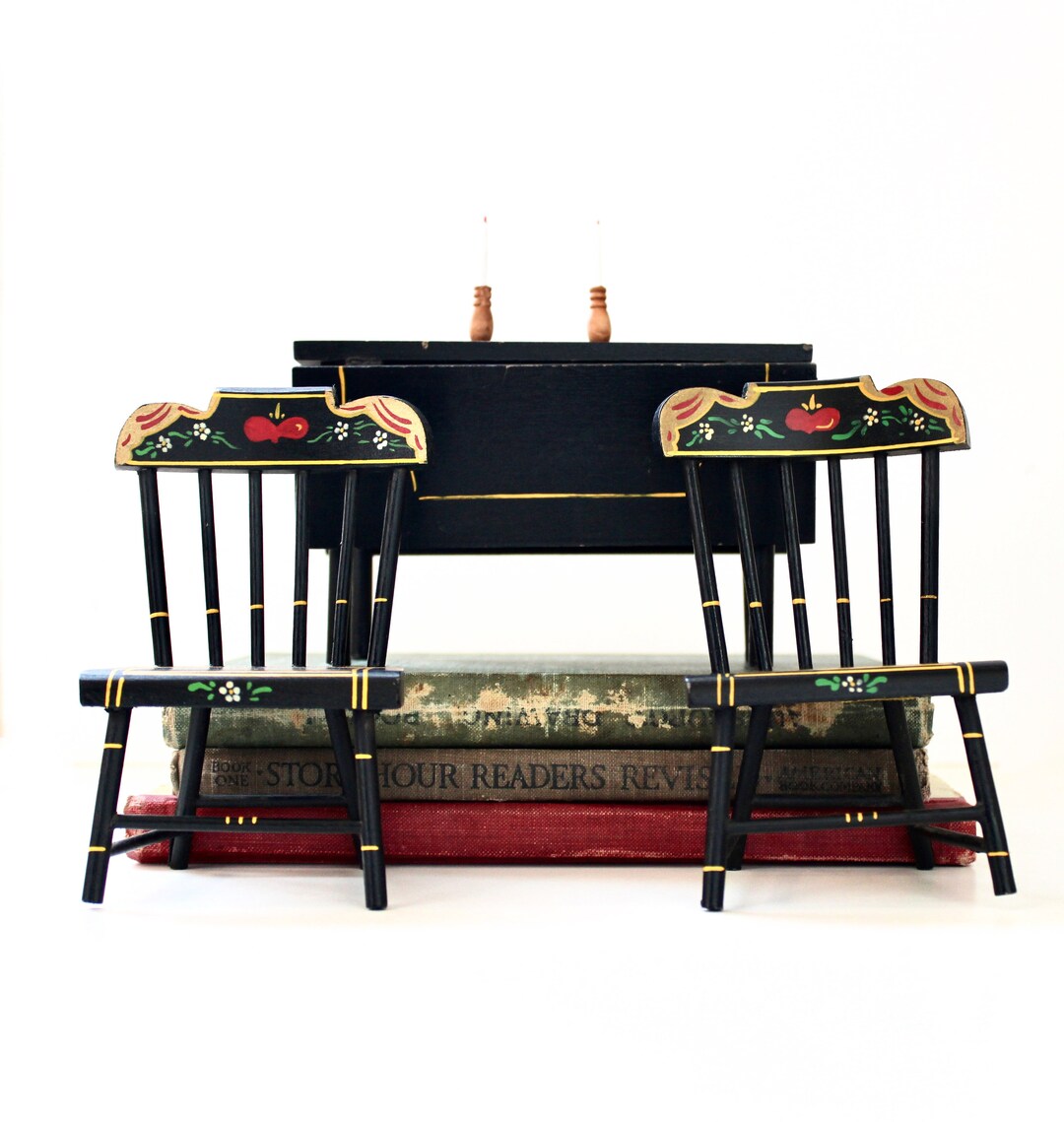 Vintage Pennsylvania Dutch Drop Leaf Dollhouse Table Set - Etsy