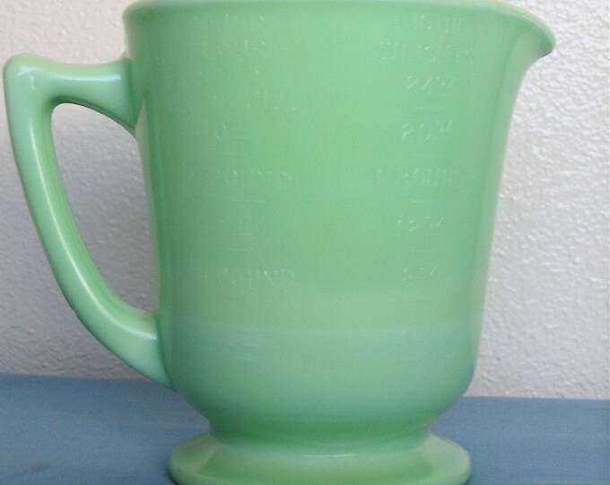 VINTAGE GREEN MILK GLASS PITCHER - Etsy