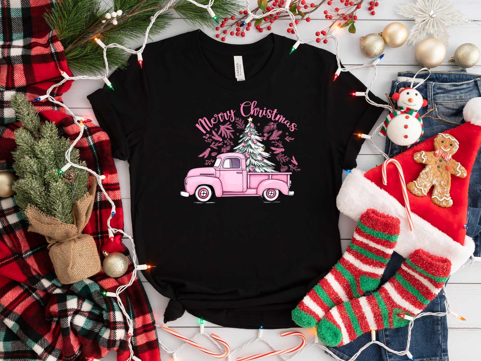 Christmas Tree Pink Truck Clipart: Retro Xmas Design (SVG PNG) - Etsy
