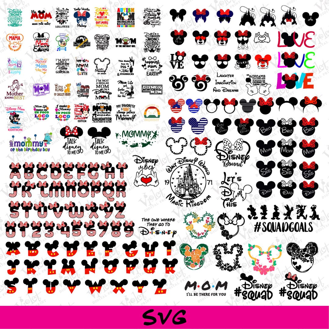 Cute Disney SVG Bundle, Magical Characters Clipart (digital Download ...