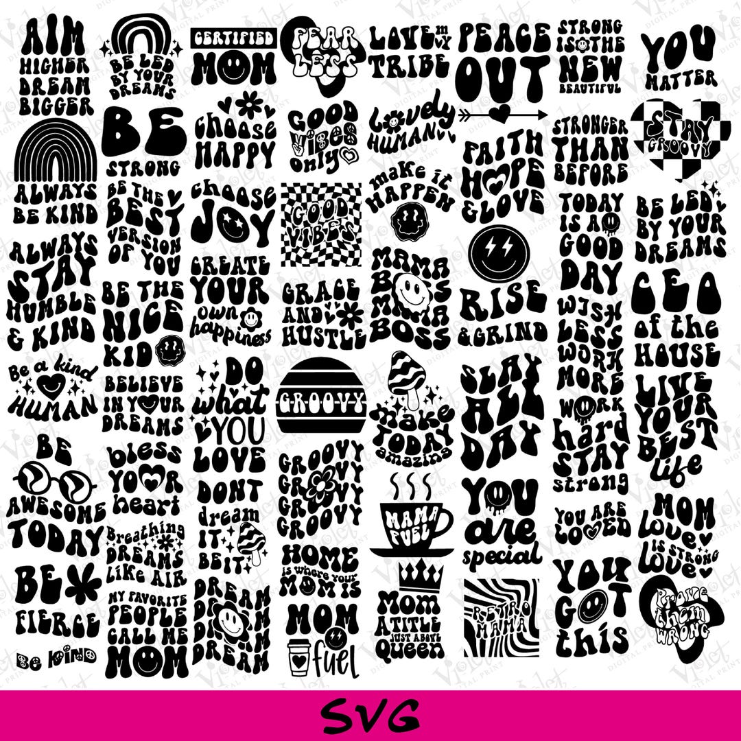 Retro 70s SVG Bundle: Groovy Clipart, Shirt Designs (cricut Cut Files ...