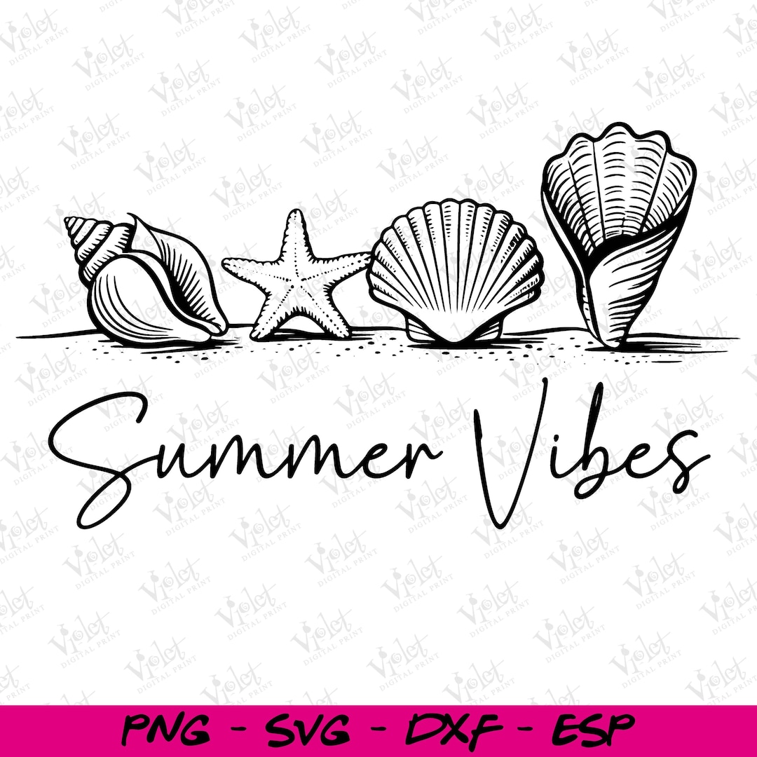 Seashell Summer Vibes SVG Bundle: Beach Coastal Cut Files (digital ...