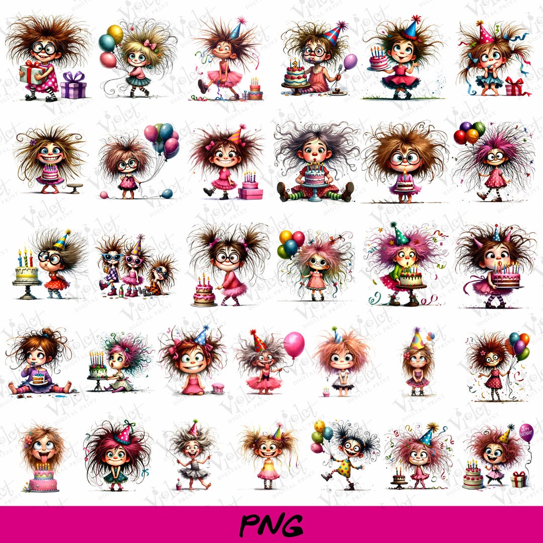 Birthday Girl Clipart Bundle: Watercolor Party Graphics, Commercial Use ...
