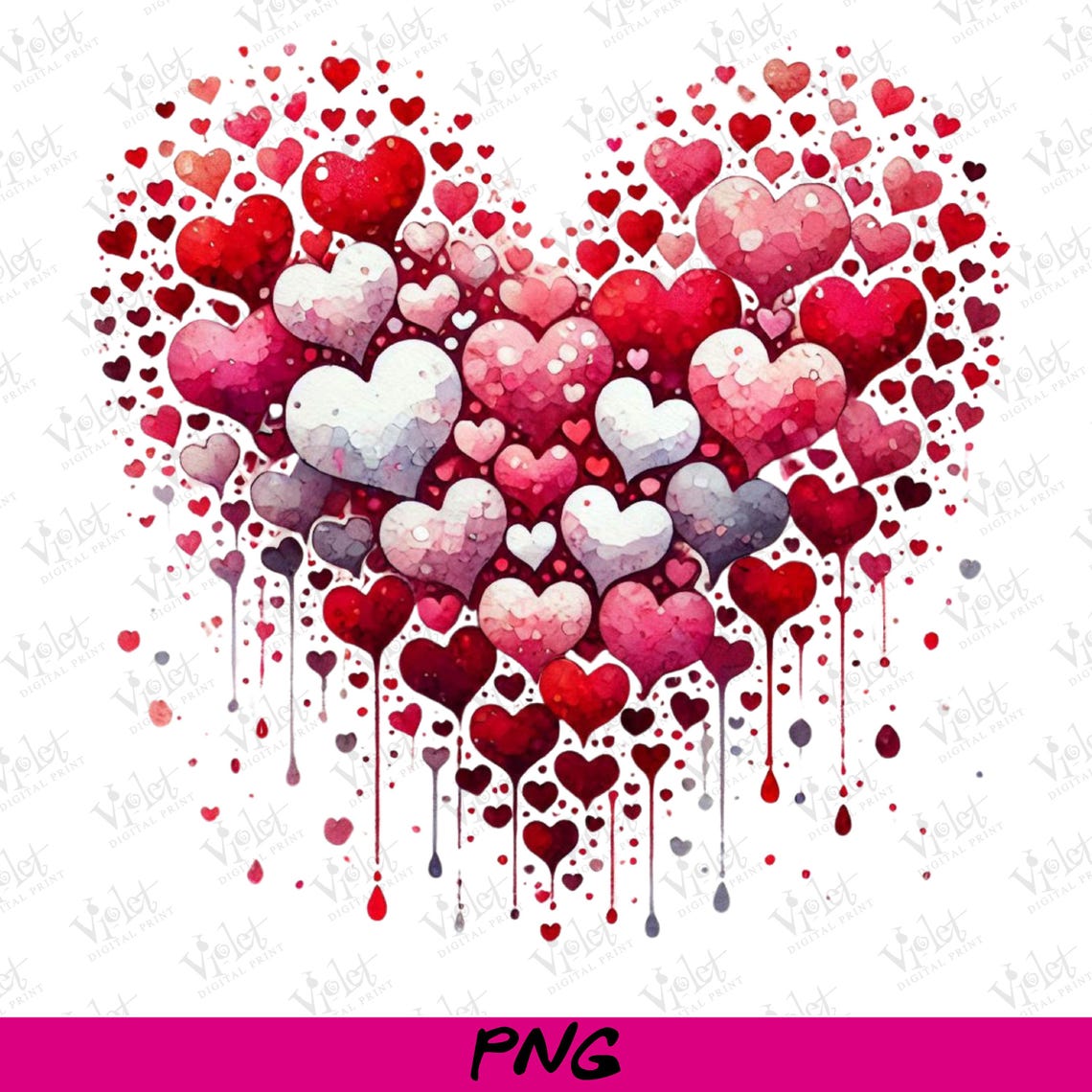 Valentine’s Day Heart Clipart PNG | Cute Love Hearts (digital Download ...