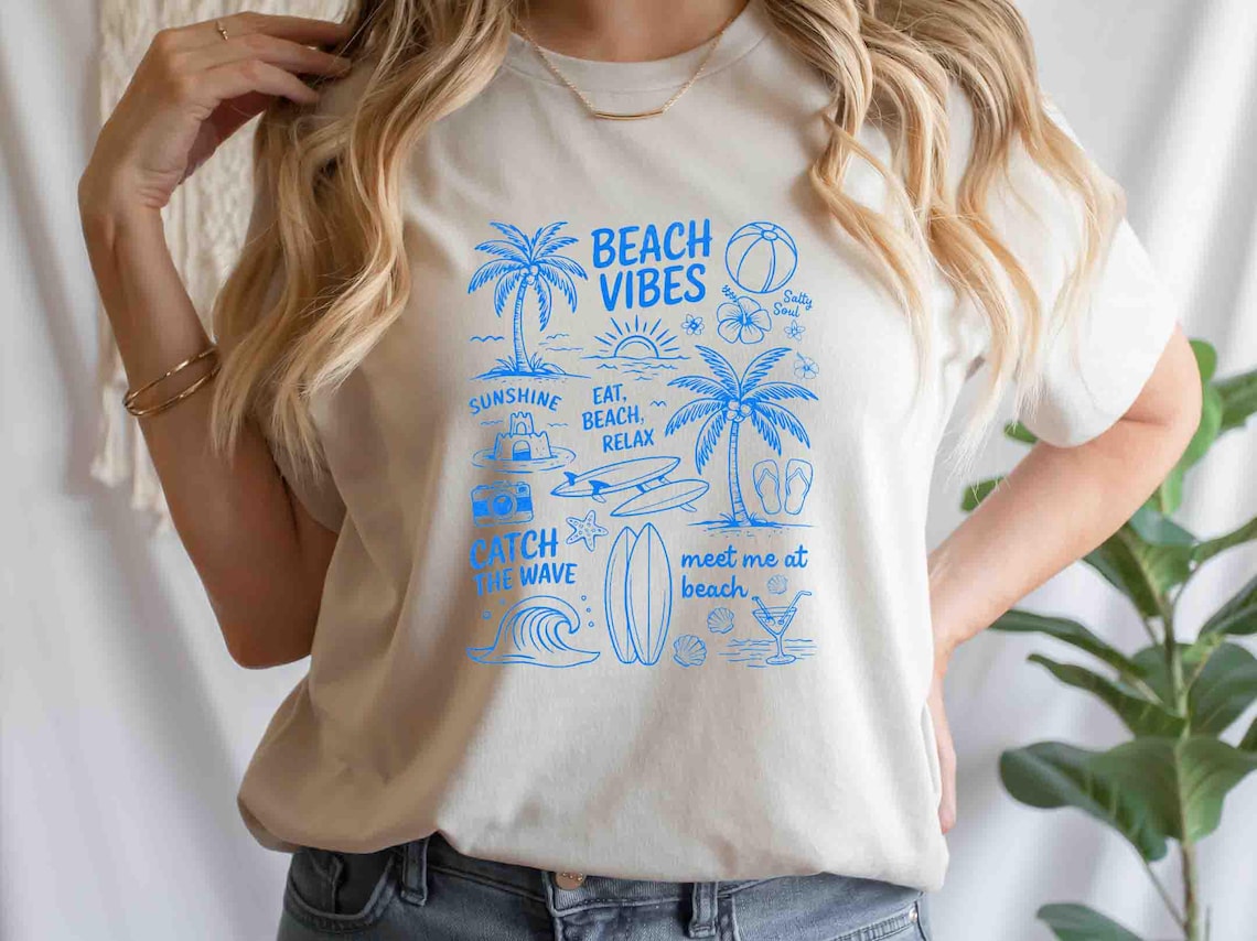 Beach Vibes Doodle Bundle: Summer Clipart PNG, Surf SVG - Etsy