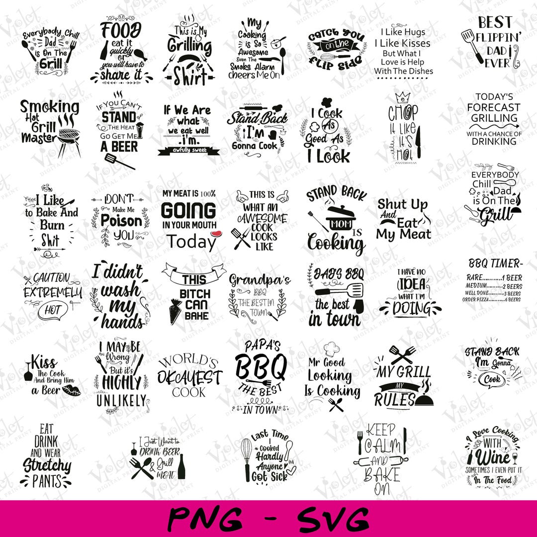 Apron Sayings SVG Bundle: Funny Kitchen Quotes, Chef Mom Gift (instant ...