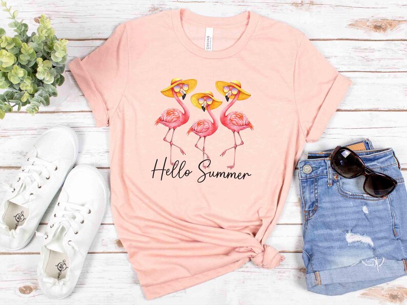 Hello Summer Flamingo PNG: Tropical Beach Clipart (digital Download - Etsy