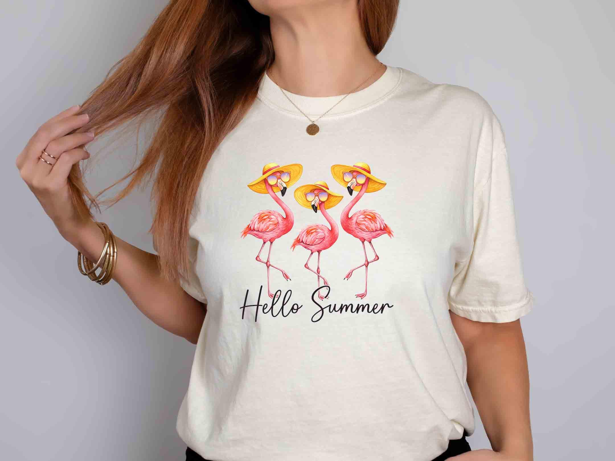 Hello Summer Flamingo PNG: Tropical Beach Clipart (digital Download - Etsy