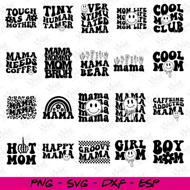Groovy Mama SVG Bundle, Retro Mom Quotes, 70s Style T-shirt Designs ...