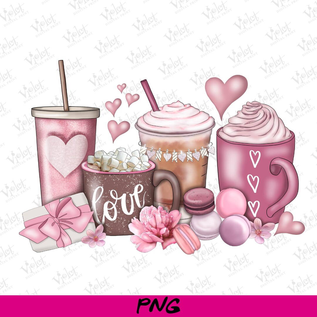 Coffee Valentine PNG Bundle | Cute Valentine Coffee Clipart (digital ...