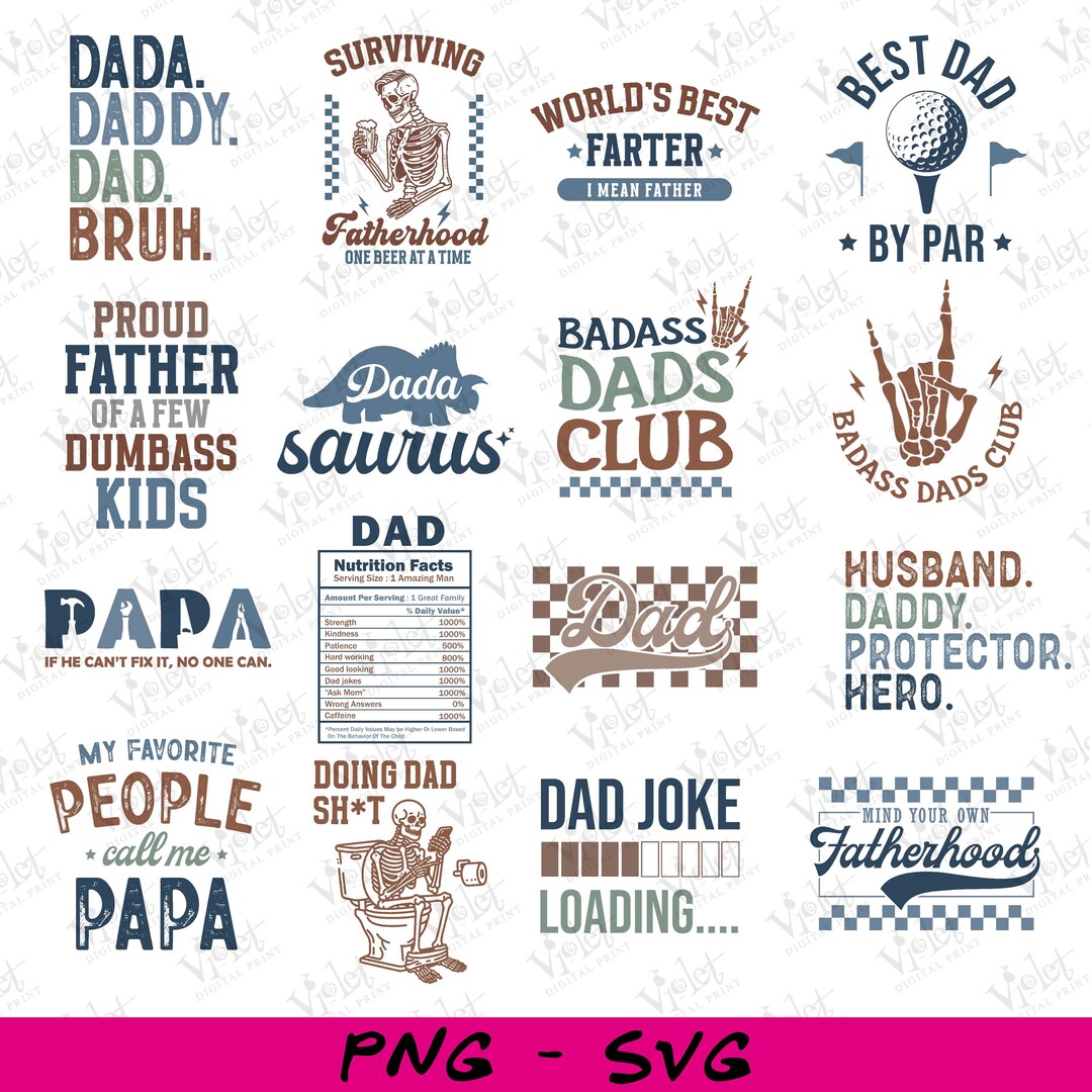 Father's Day SVG Bundle: Dad Quotes, Funny Sayings (digital Download ...