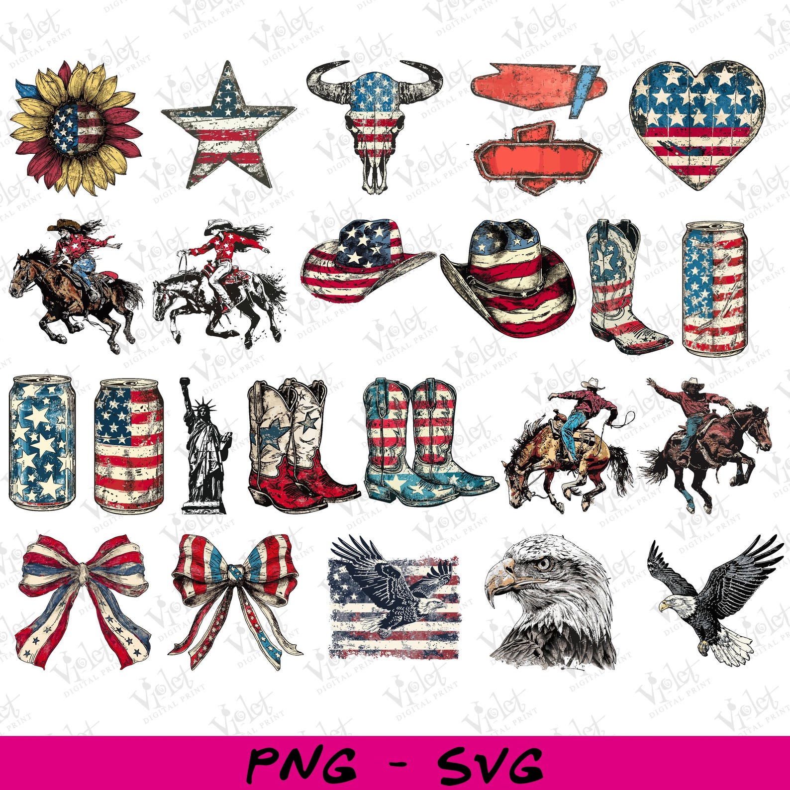 Rustic Patriotic SVG Bundle: 4th of July USA Flag Designs (digital ...