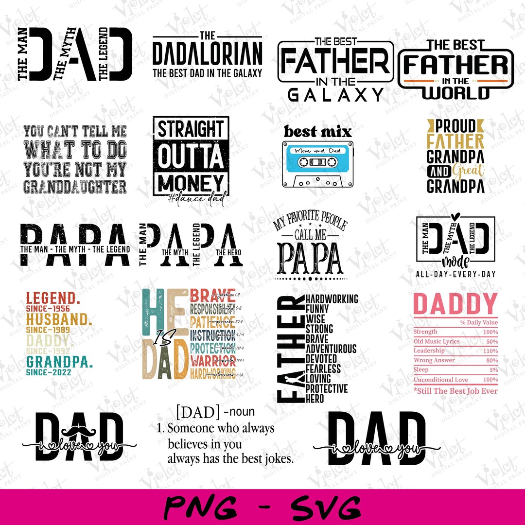 Dad Papa Father SVG Bundle | Father’s Day Quotes SVG for Cricut | Funny ...
