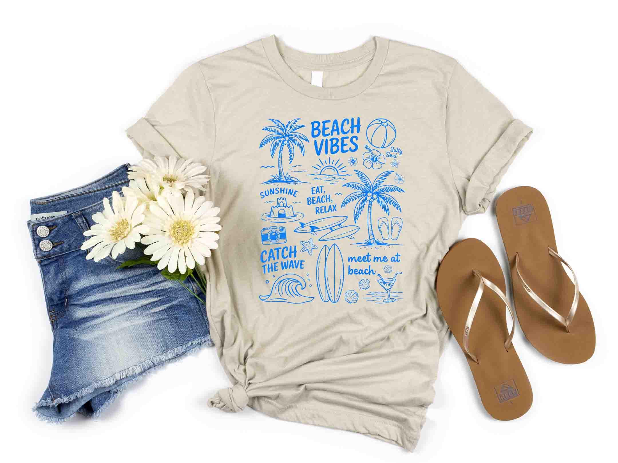 Beach Vibes Doodle Bundle: Summer Clipart PNG, Surf SVG - Etsy