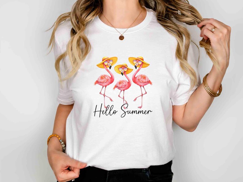 Hello Summer Flamingo PNG: Tropical Beach Clipart (digital Download - Etsy