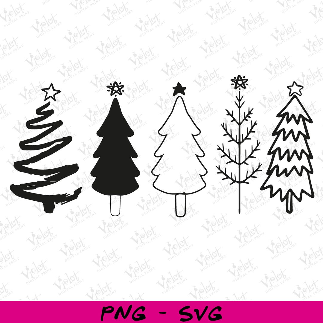Retro Christmas Tree Clipart: Vintage Xmas Tree PNG, Holiday Design - Etsy