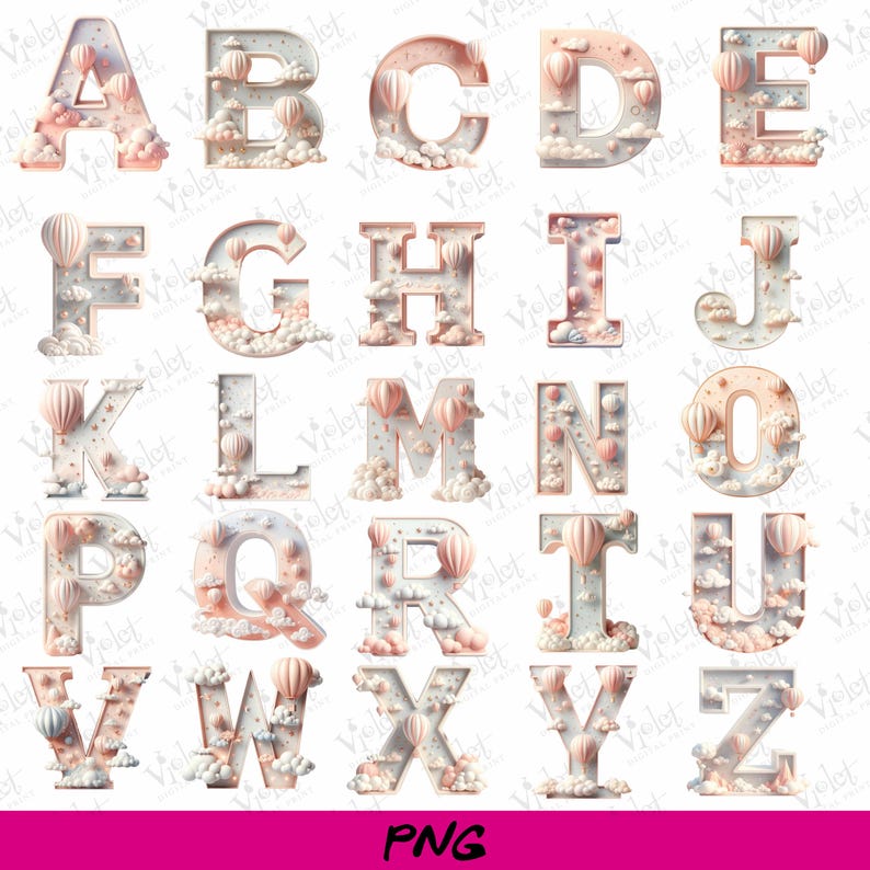 Kids Birthday Alphabet Clipart PNG: Colorful Printable Letters (digital ...