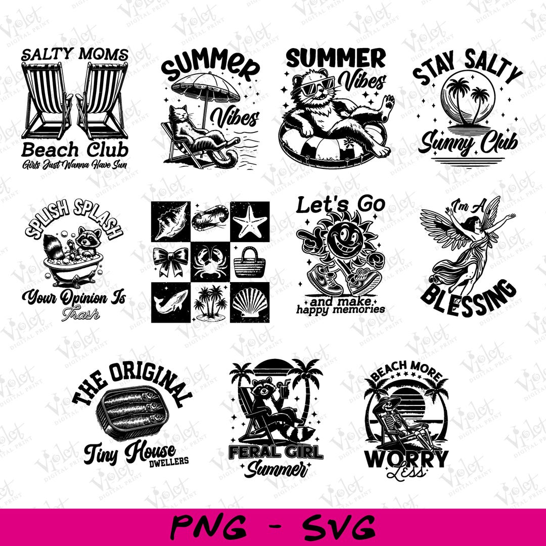 Retro Summer SVG Bundle | Vintage Summer Clipart | Groovy Summer Shirt ...