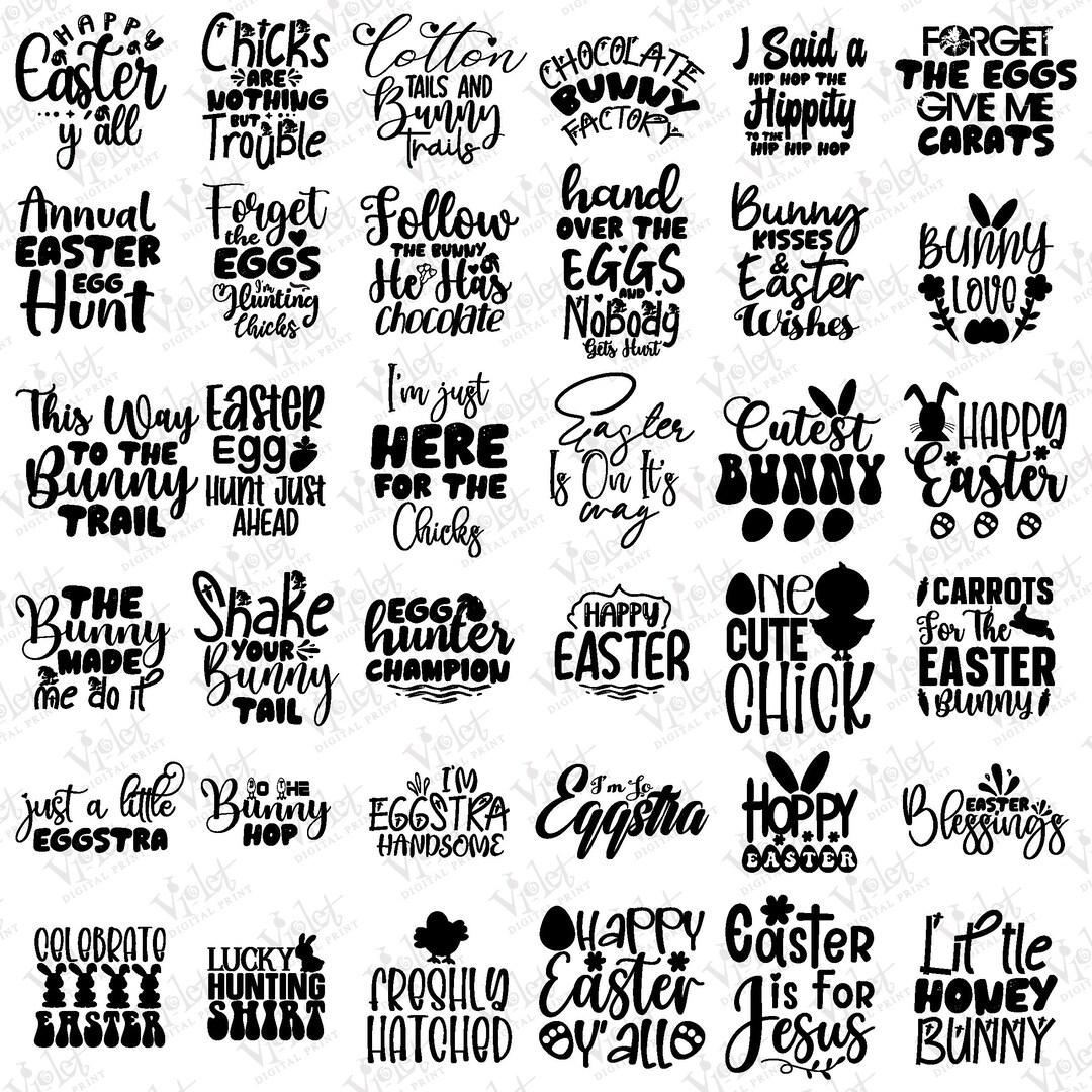 Easter Font Bundle: Handwritten Spring Clipart (SVG, PNG) - Etsy