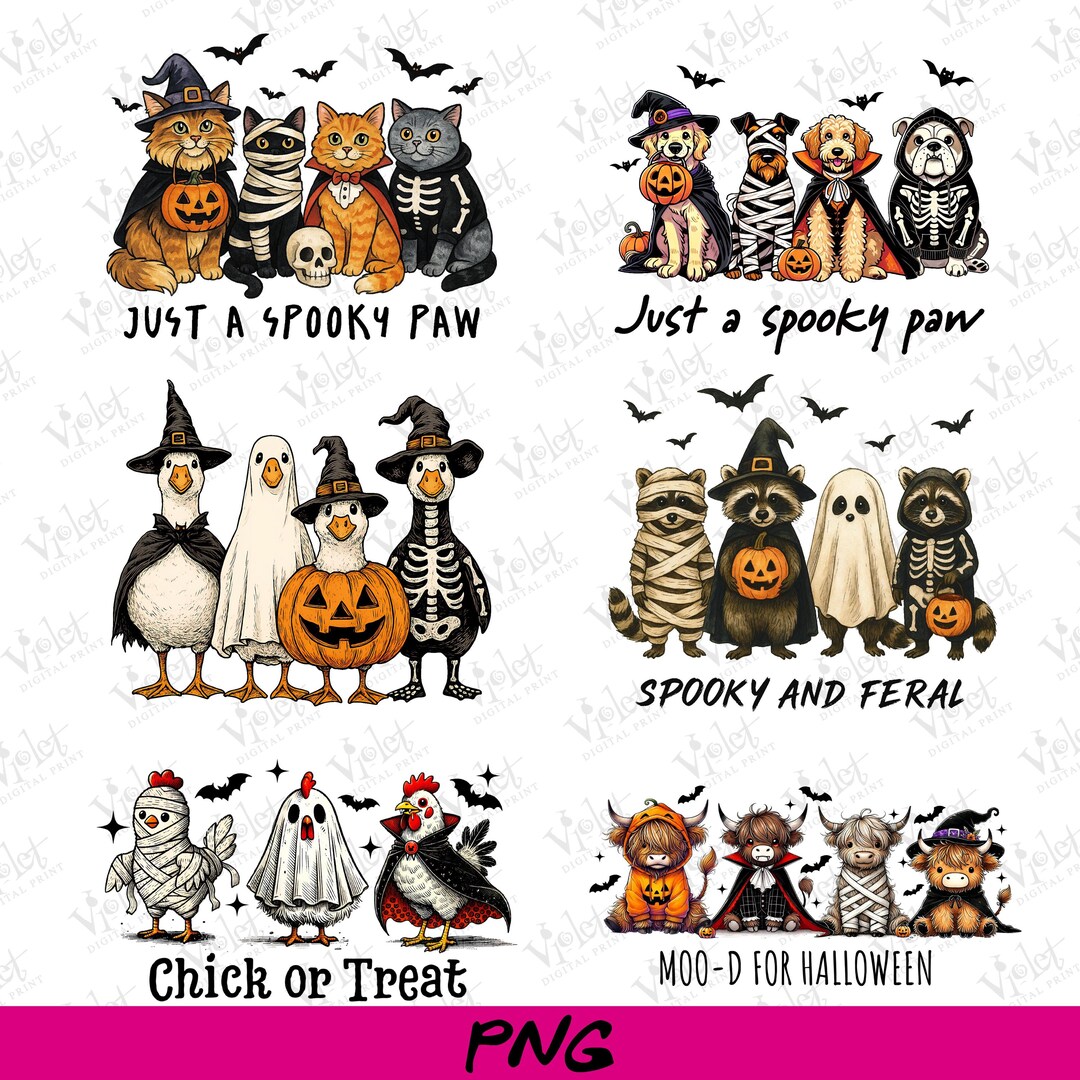 Halloween Animals PNG – Spooky Critters Cut File (instant Download) - Etsy