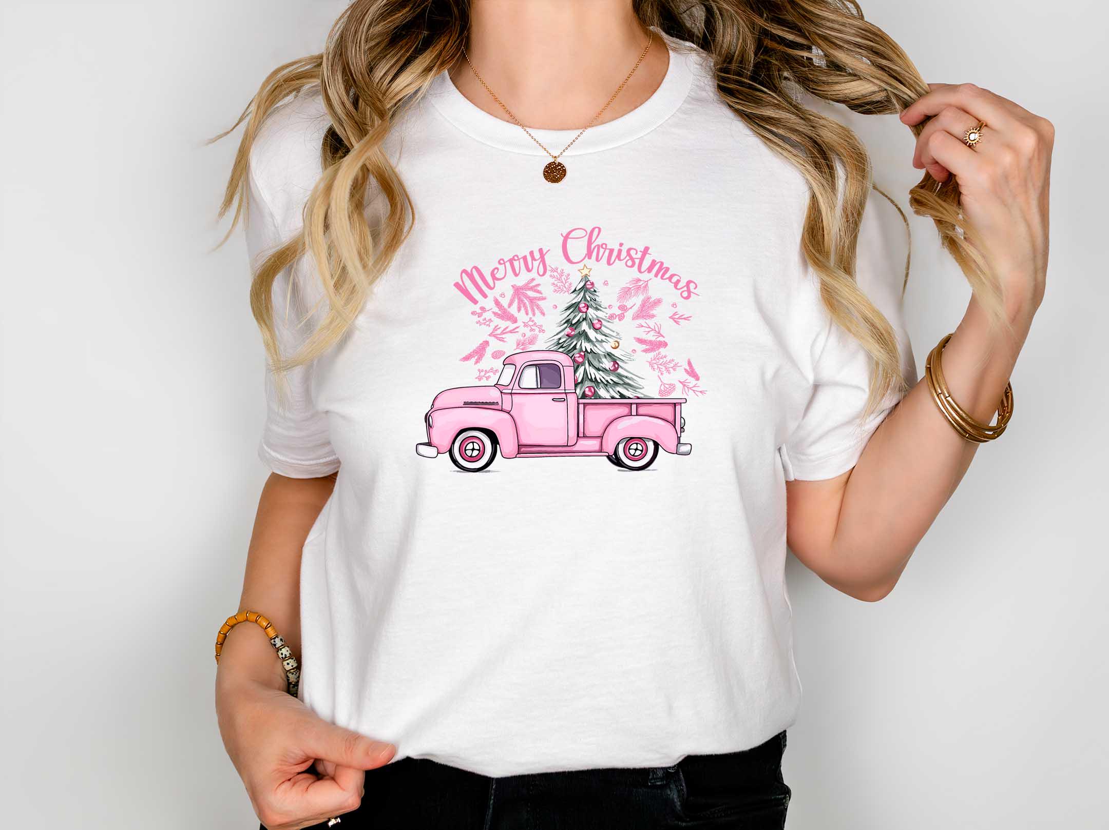 Christmas Tree Pink Truck Clipart: Retro Xmas Design (SVG PNG) - Etsy