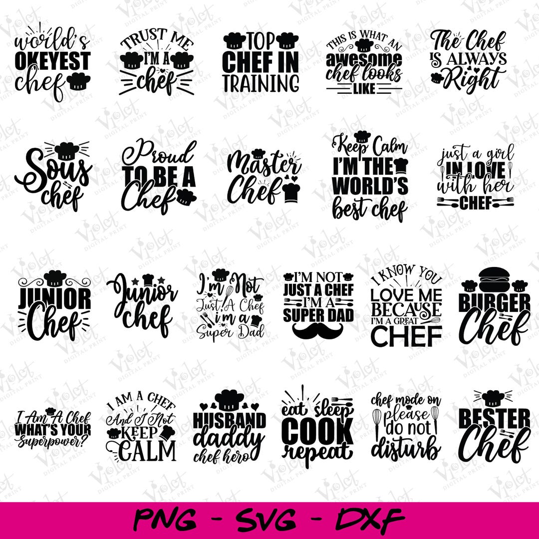 Chef SVG Bundle: Funny Kitchen Quotes, Cooking Clipart (digital ...