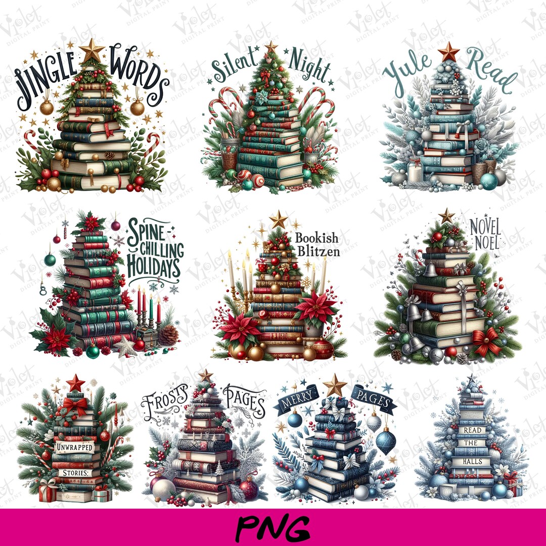 Christmas Books Tree PNG Clipart | Cozy Book Lover (digital Download ...