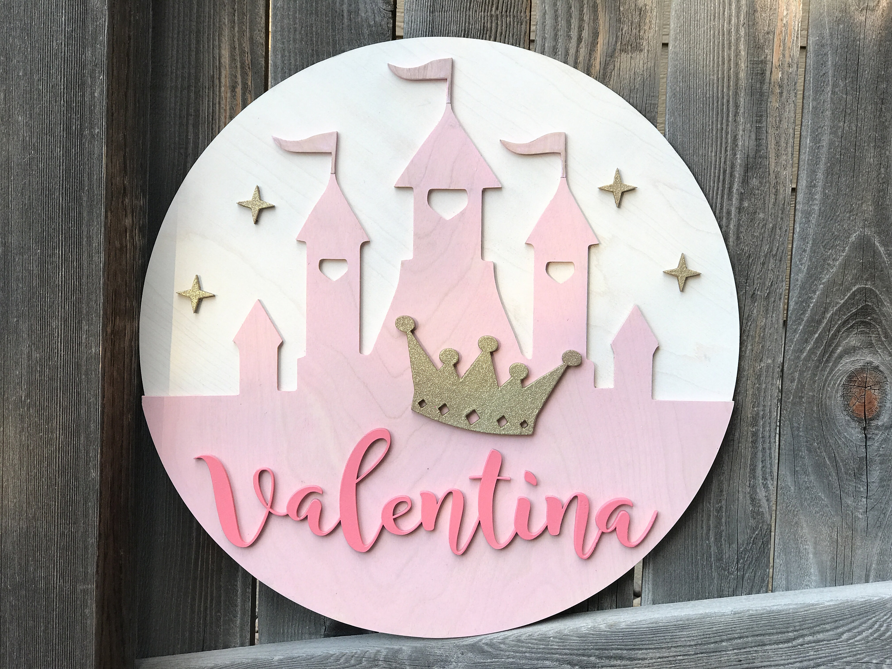 Princess Castle Circle Name Sign for Girls Nursery | Girls Over the ...