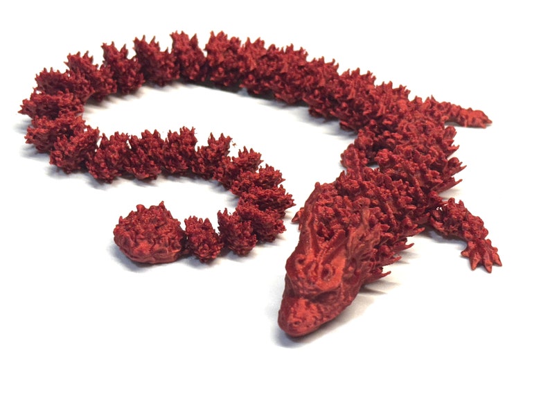 3D Printed Articulated Fire Dragon | Teal Cat Creative Fidget Toy - Etsy