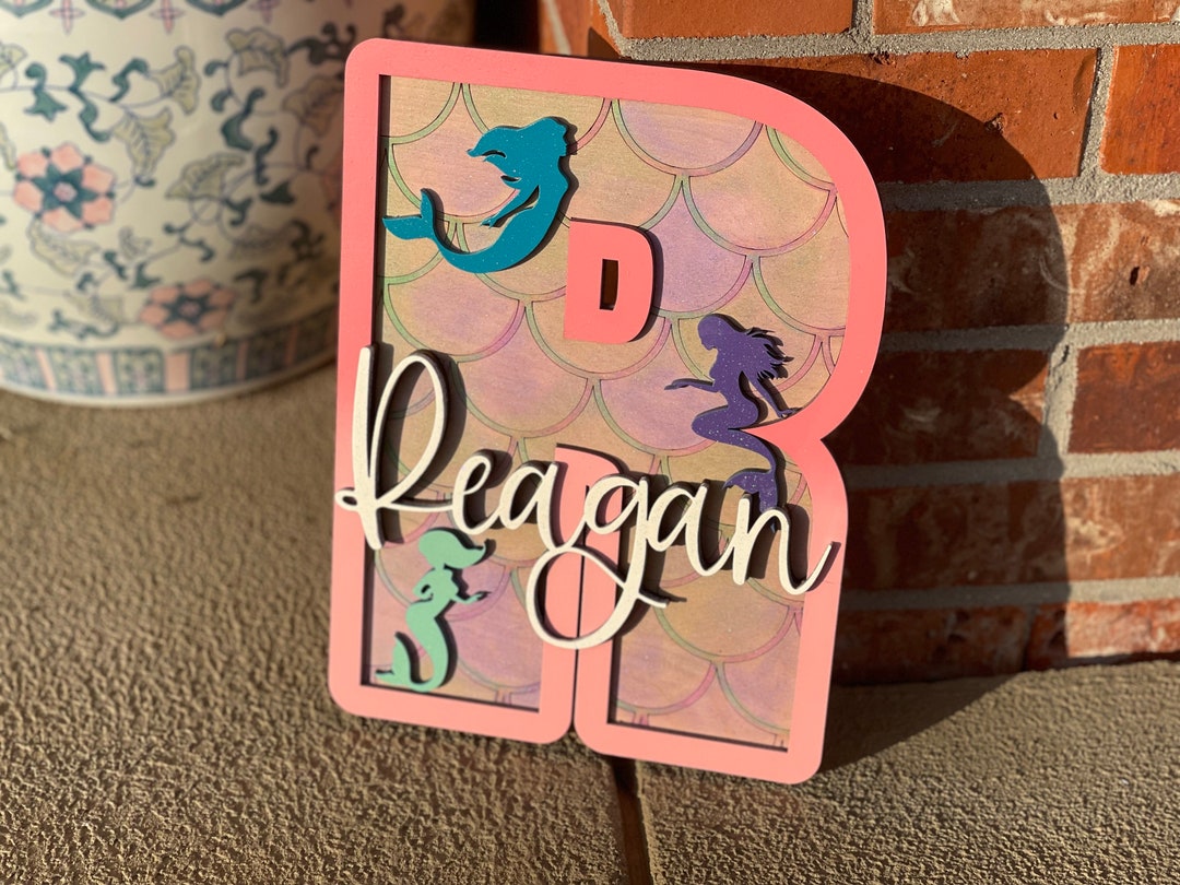 Mermaid Name Sign for Girls Room Girls Over the Crib Name Sign Mermaid ...