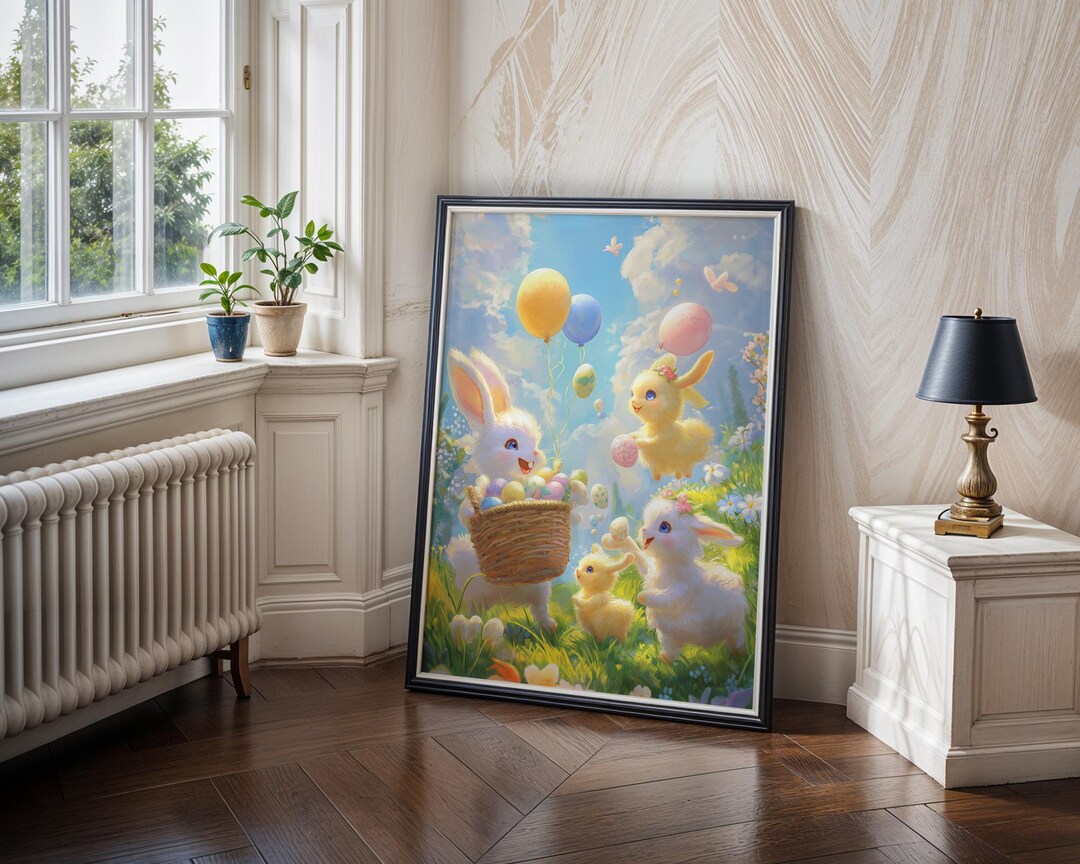 Cute Easter Animals Wall Art – Bunny, Chick, and Lamb Print – Kids ...