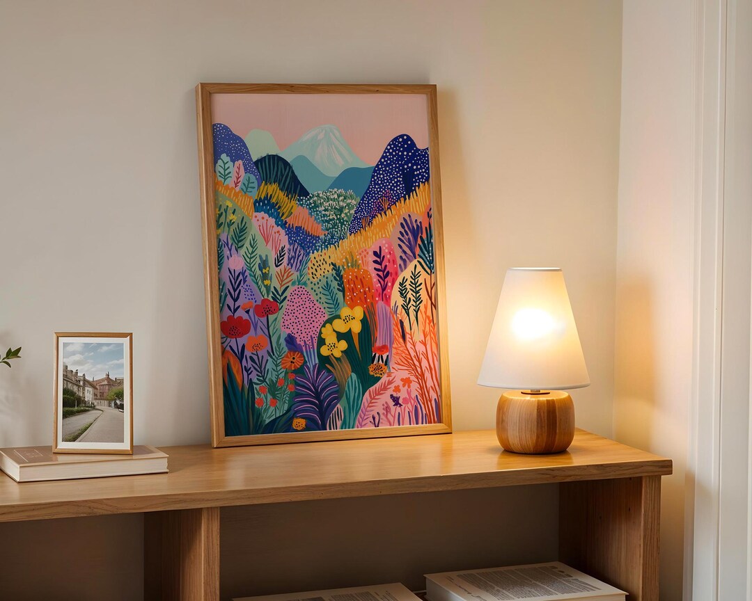 Abstract Patchwork Mountain Wall Art, Colorful Wall Art, Abstract Wall ...