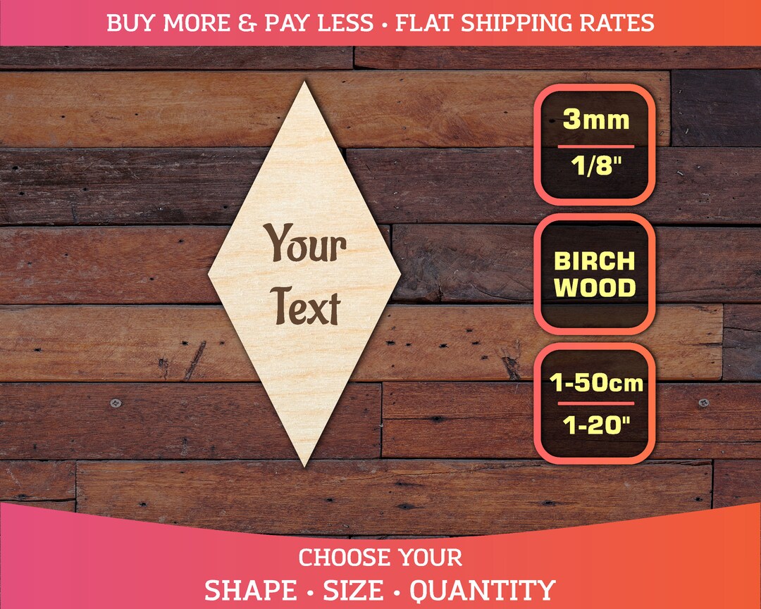 Wooden Rhombus Shape for Craft and Decorations. [3–80cm | 1-32inch ...