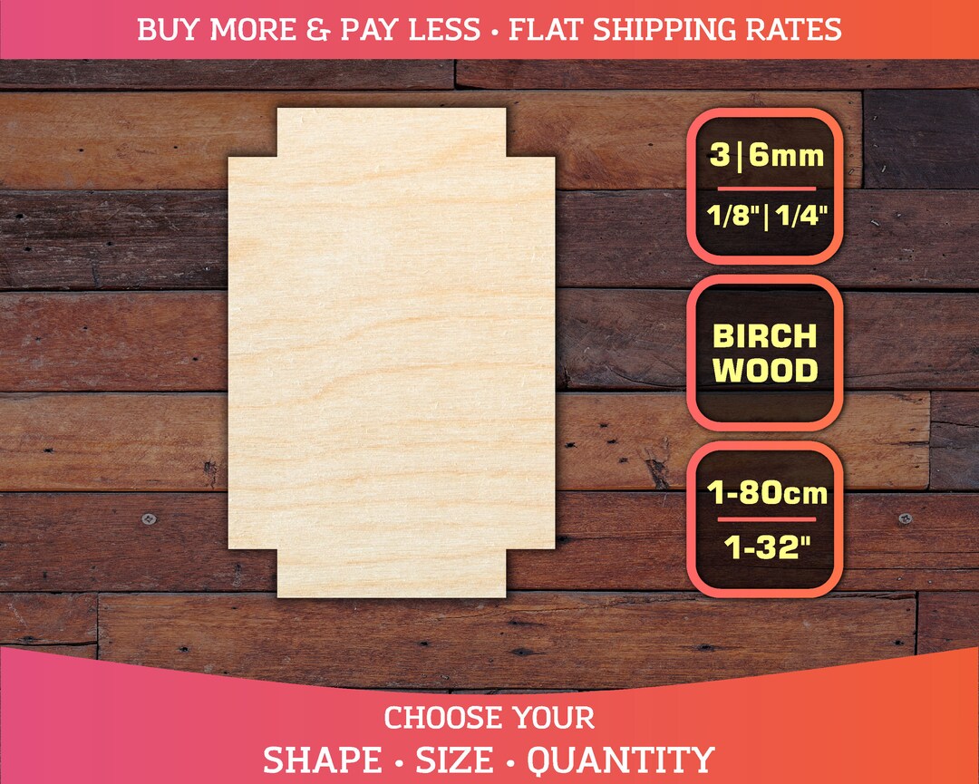 Wooden Rectangle Shape for Craft and Decorations. [3–80cm | 1-32inch ...