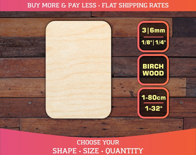 Wooden Rectangle Shape for Craft and Decorations. 380cm 1-32inch Custom ...