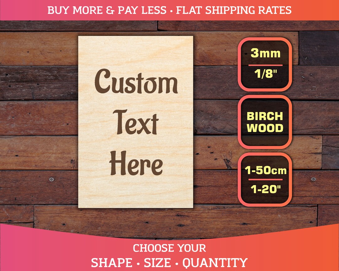 Wooden Rectangle Shape for Craft and Decorations. 380cm 1-32inch Custom ...