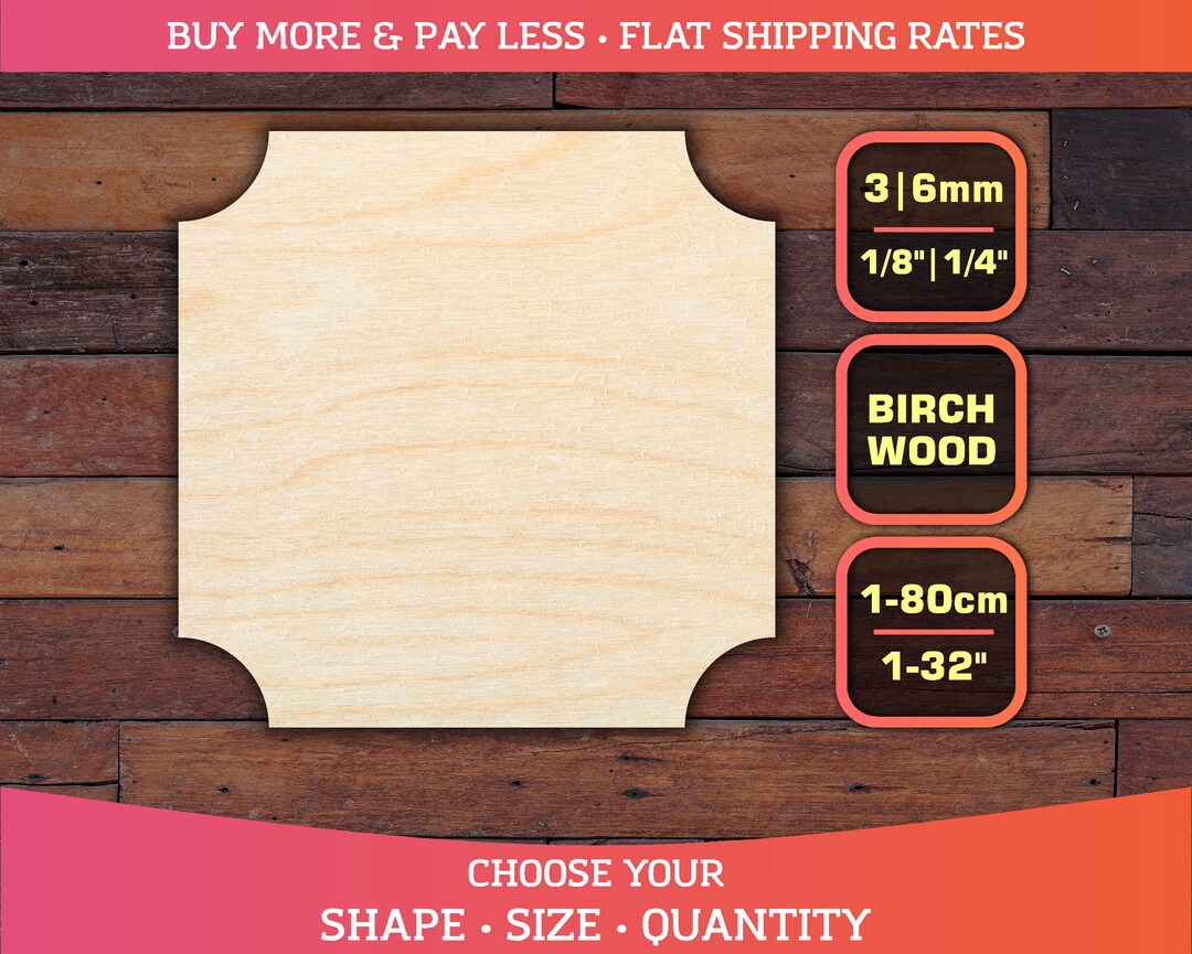 Wooden Square Shape for Craft and Decorations. [3–80cm | 1-32inch ...