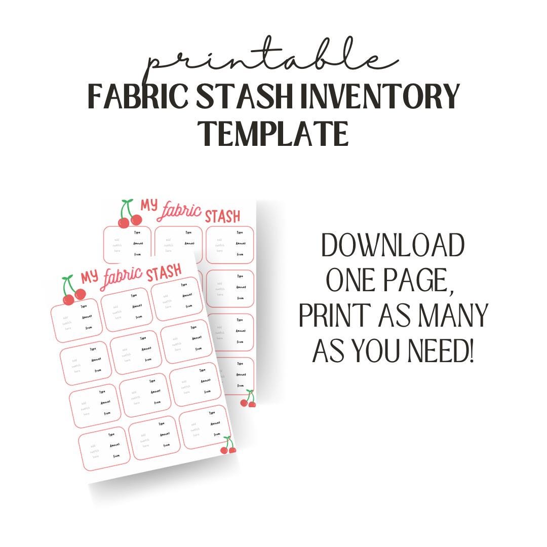 Sewing Fabric Stash Inventory Printable Template - Etsy