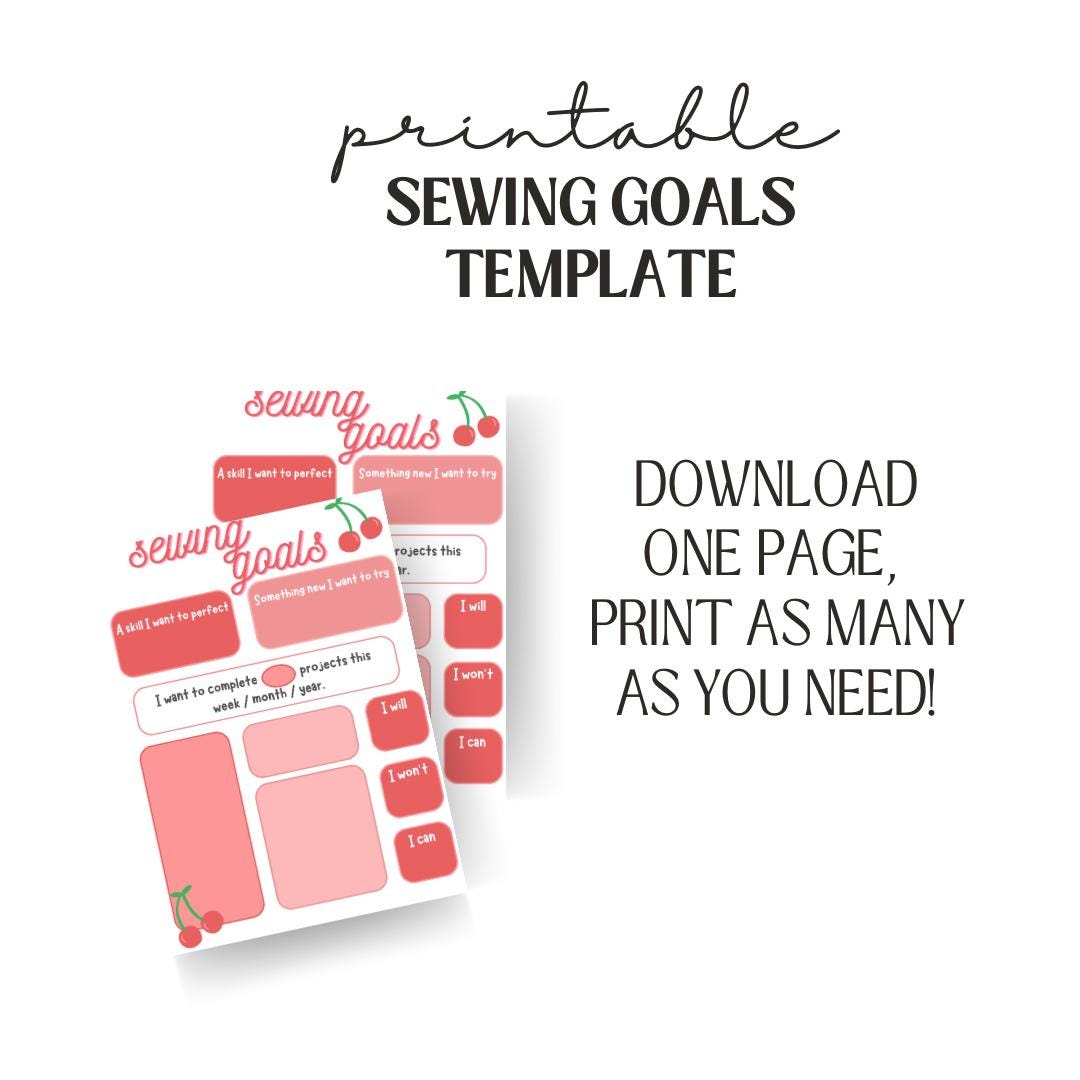 Sewing Goals Goal Tracking Printable Template - Etsy