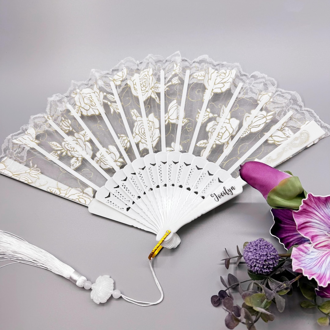 Engraved Lace Wedding Fan: Personalized Bridal Party Favors - Etsy