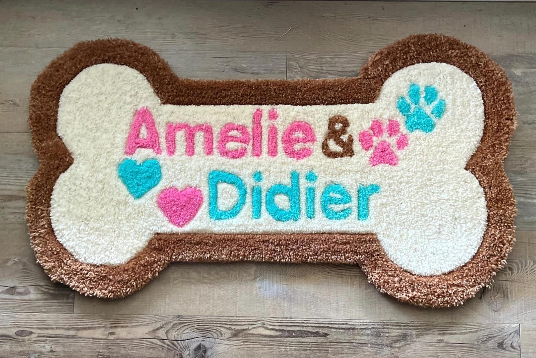 Dog Bone Rug With Name | Personalized Pet Decor for Dogs | Unique Gift ...