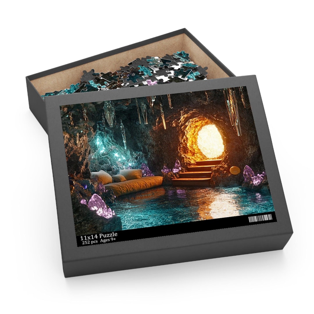 Glowing Crystal Cave Puzzle, Fantasy Light Sanctuary Jigsaw (252 Pieces ...