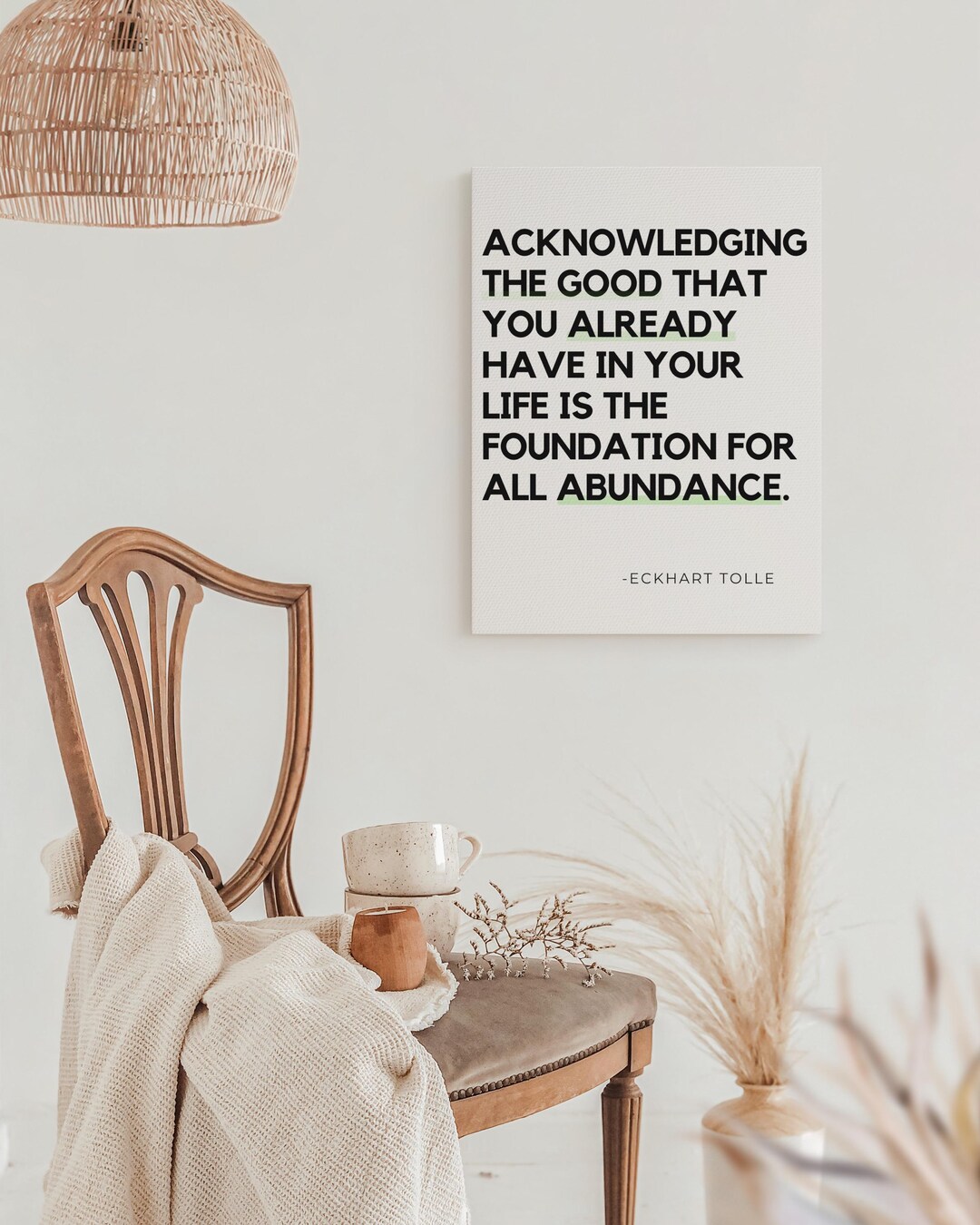 Acknowledging the Good Quote by Eckhart Tolle, Canvas Print, Grit ...